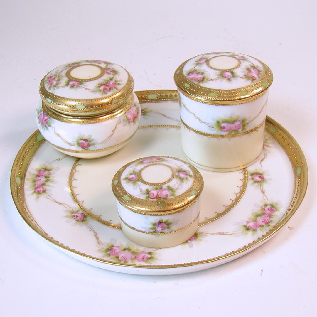 Hand Painted Nippon Porcelain Dresser Set - Seven Pieces - Etsy