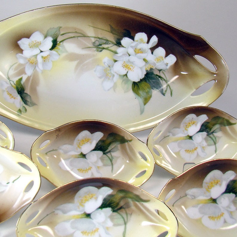 Hand-painted R. S. Germany Porcelain Nut Bowl Set - 7 Piece - Etsy