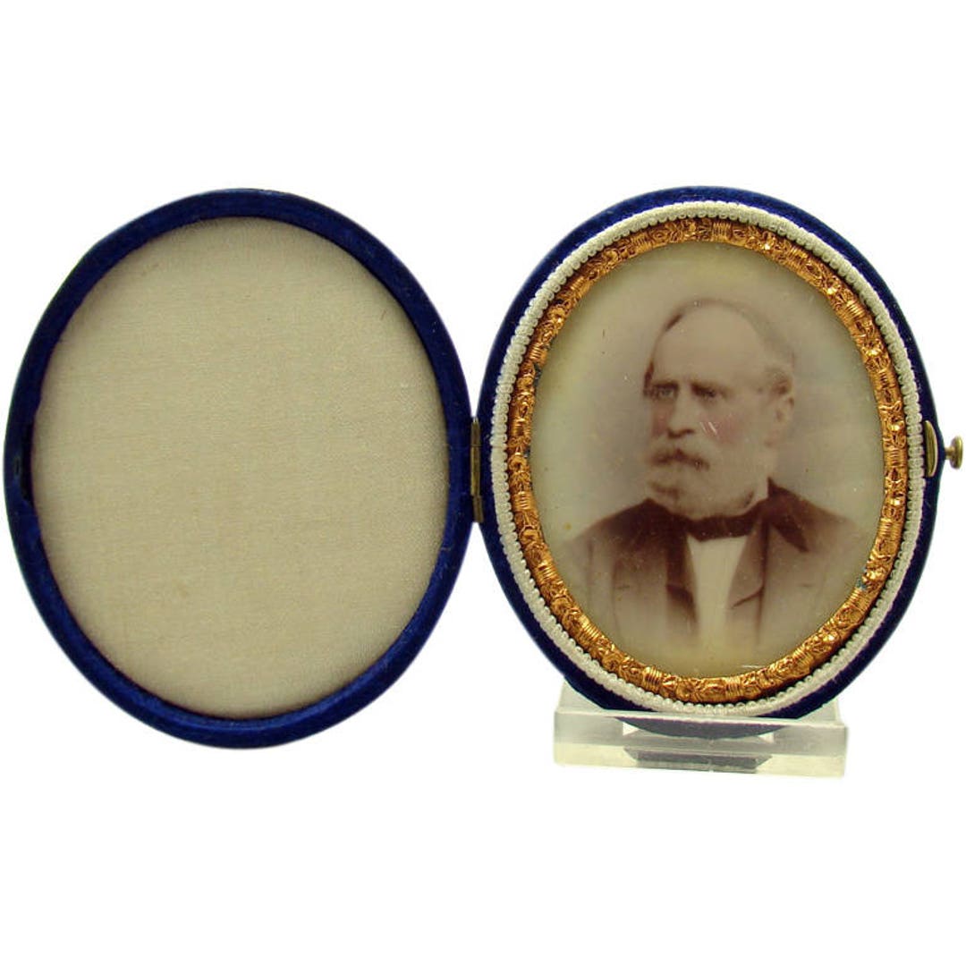 Miniature Portrait on Milk Glass With Velvet Frame - 1860's - Etsy