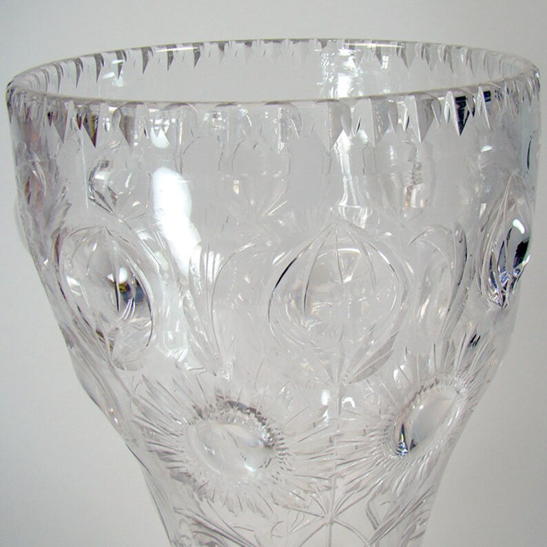 Large Signed Webb Cut Glass Vase With Blown-out Sunflowers - Etsy