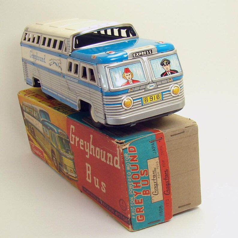 Greyhound Tin Bus Friction Toy in Box - Etsy