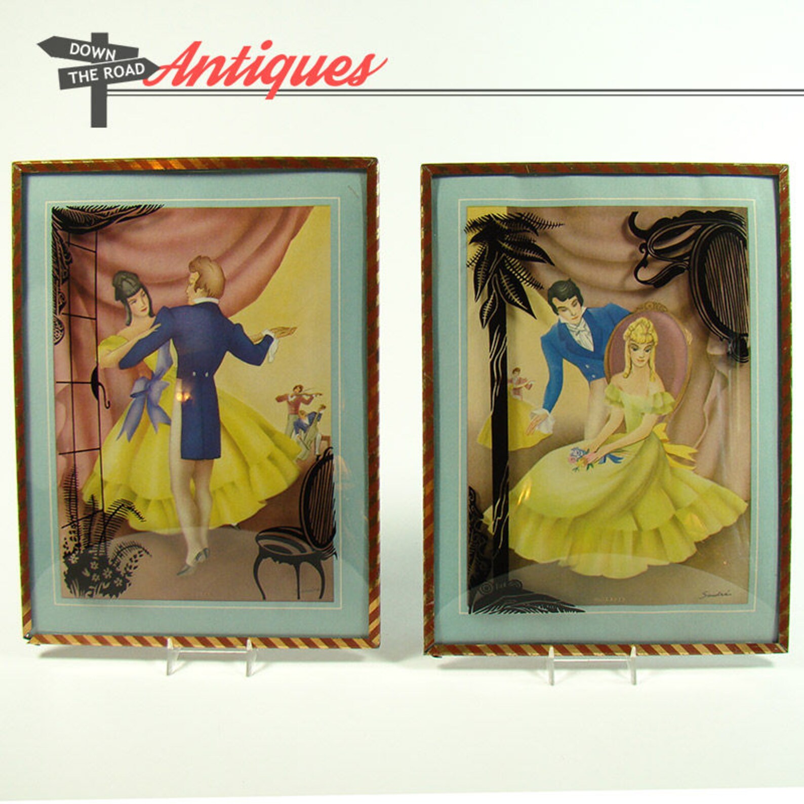 Pair of Art Deco Lithographs With Convex Glass Frames - Morris ...