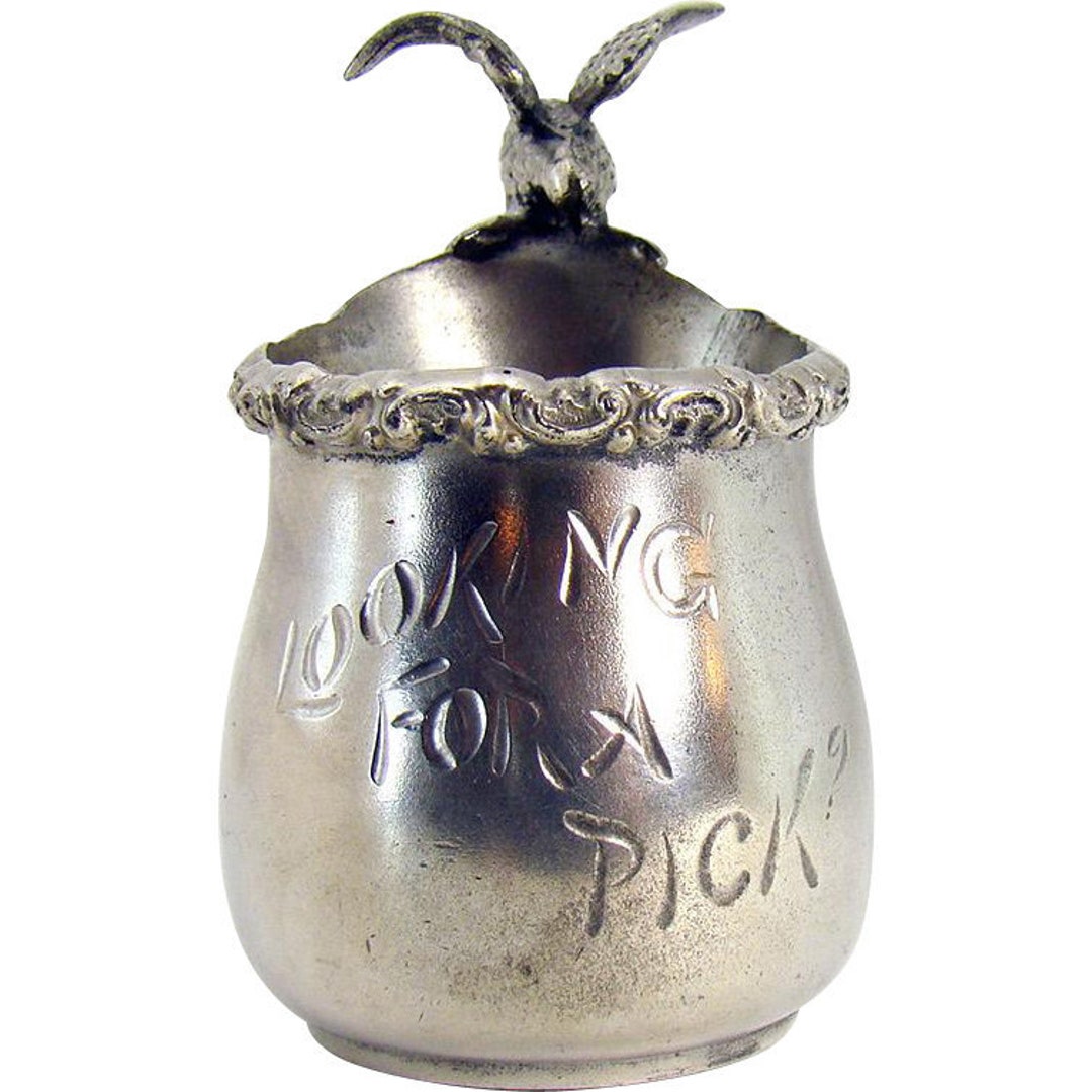 Silver Plated Toothpick Holder With American Eagle - Etsy