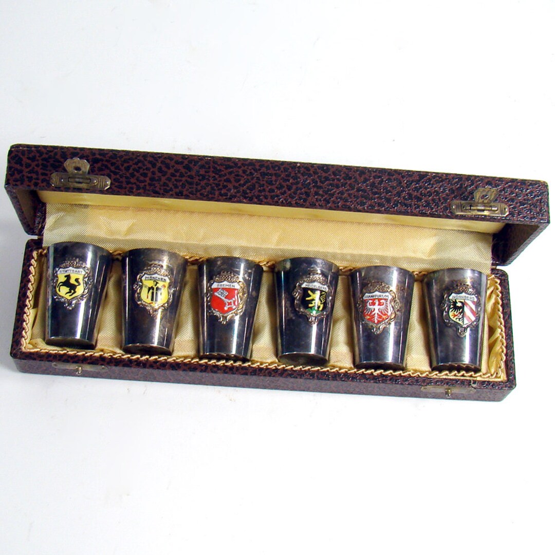 Silver Plated German Shot Glasses With Fitted Case - Etsy