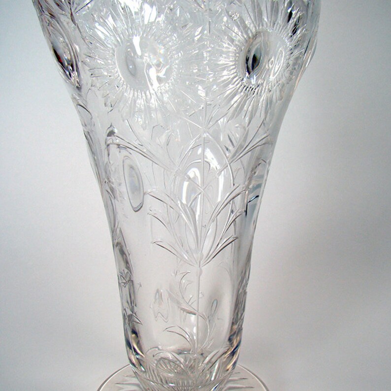 Large Signed Webb Cut Glass Vase With Blown-out Sunflowers - 1890's - Etsy
