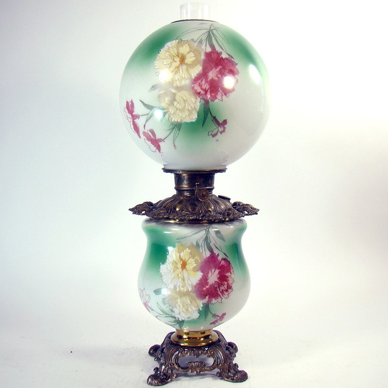 Hand-painted Floral Banquet Lamp - 1880's - Etsy