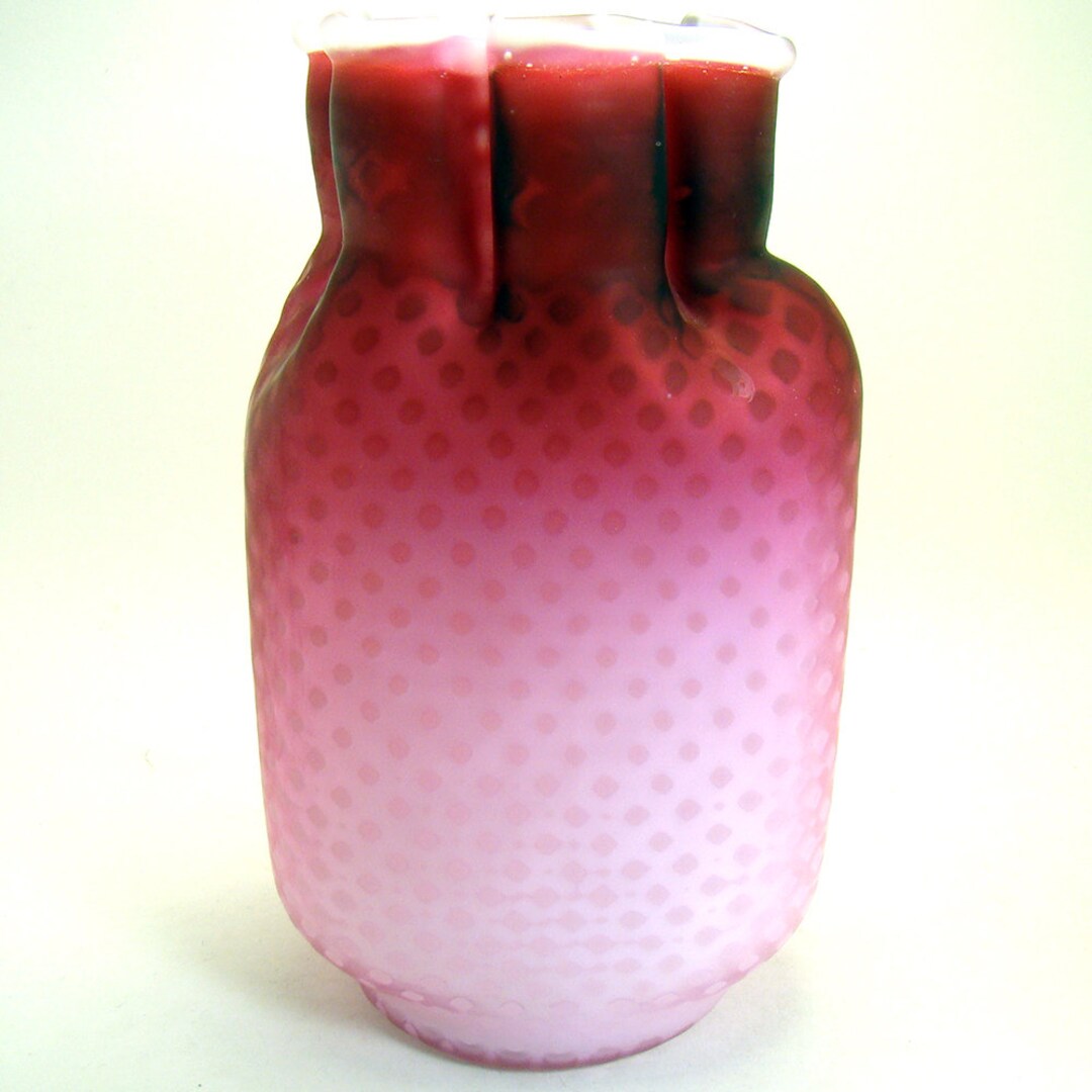 Cranberry Ruffled Cased Art Glass Vase M.O.P. - Etsy