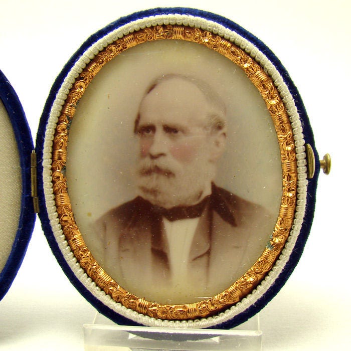 Miniature Portrait on Milk Glass With Velvet Frame - 1860's - Etsy