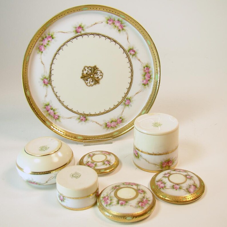 Hand Painted Nippon Porcelain Dresser Set - Seven Pieces - Etsy