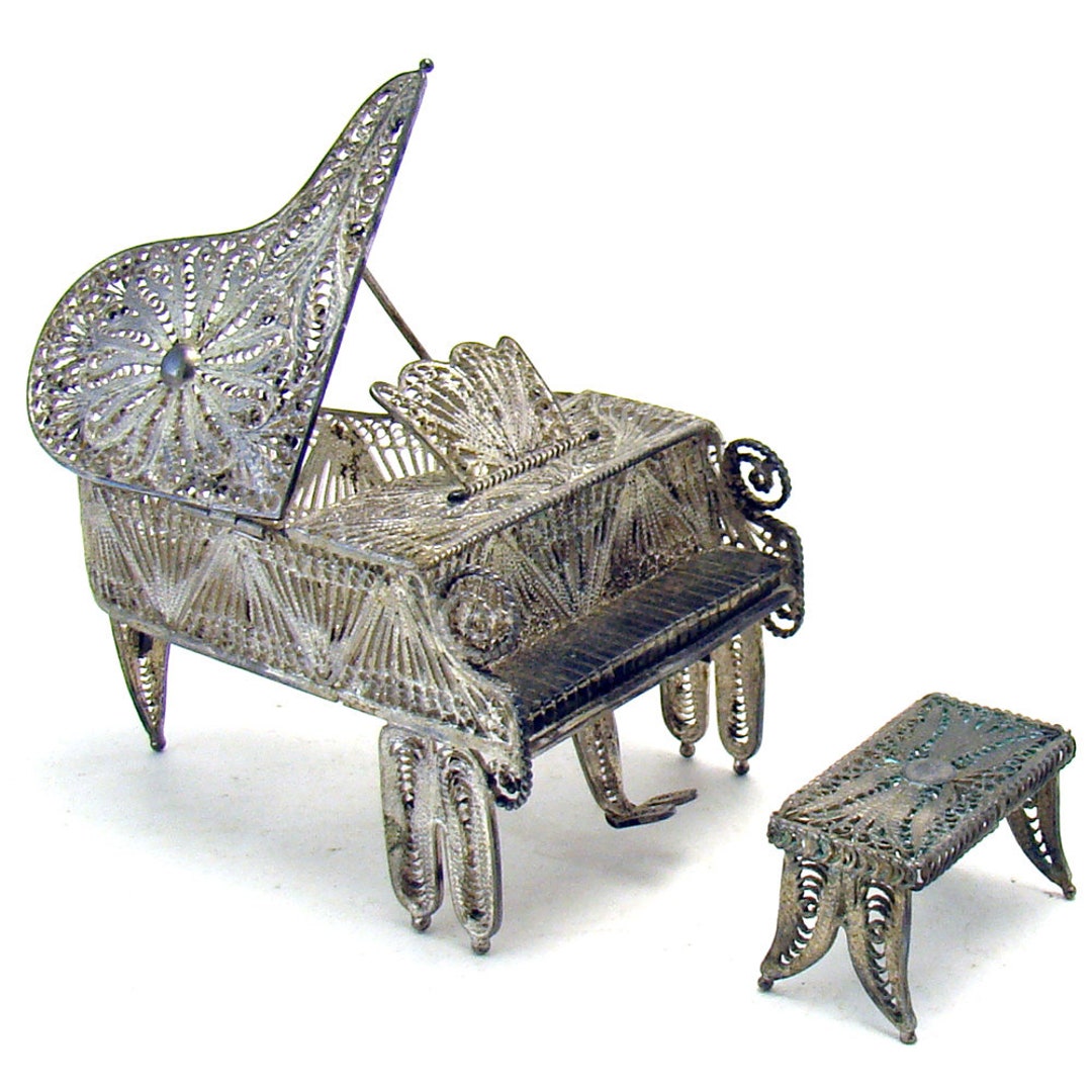 Sterling Silver Grand Piano and Bench - Etsy