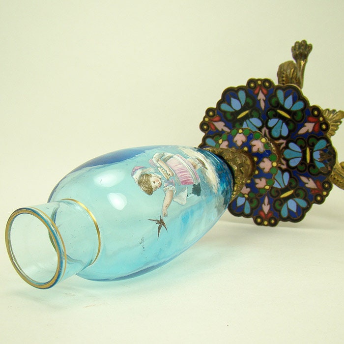Gilt Bronze Champleve Enameled Glass Vase 1890 - Etsy