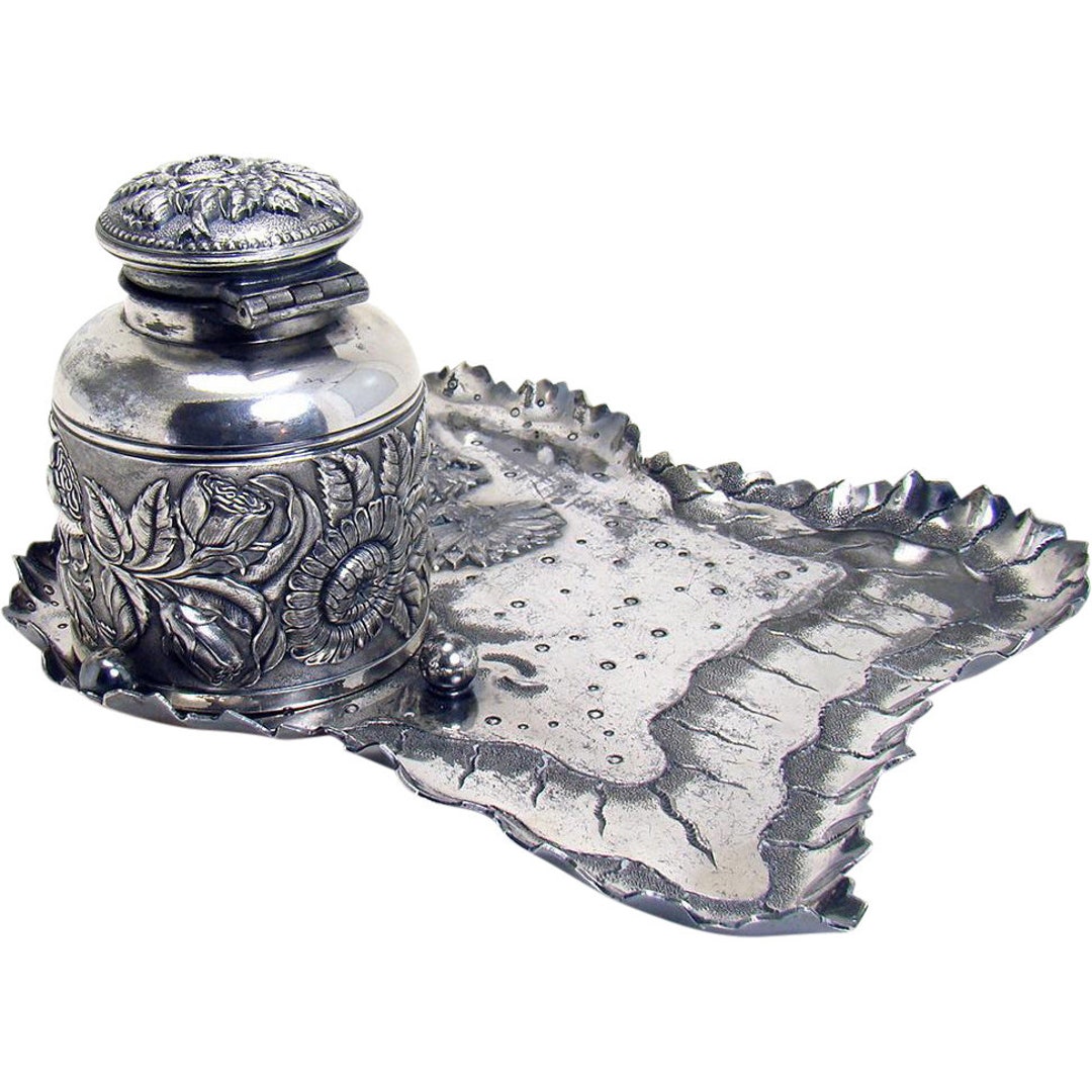 Signed Silver Plated Derby Inkwell and Tray - 1890's - Etsy