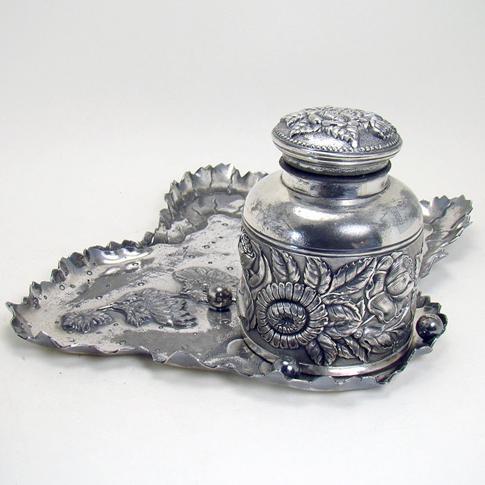 Signed Silver Plated Derby Inkwell and Tray - 1890's - Etsy