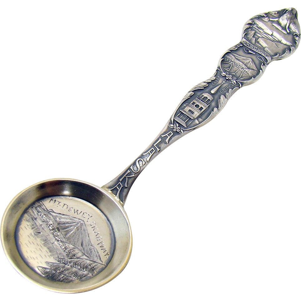 Sterling Alaska State Souvenir Spoon - Mt. Dewey Skagway - Etsy