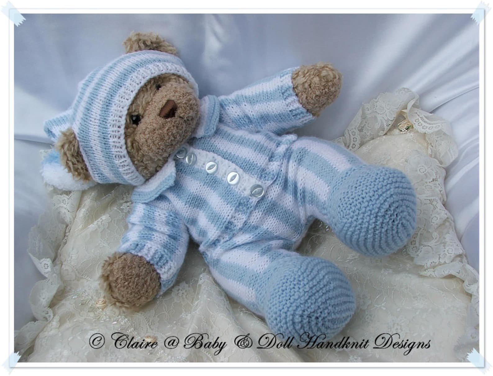 Knitting Pattern Bedtime Set 16-17 Teddy or any 16Soft | Etsy