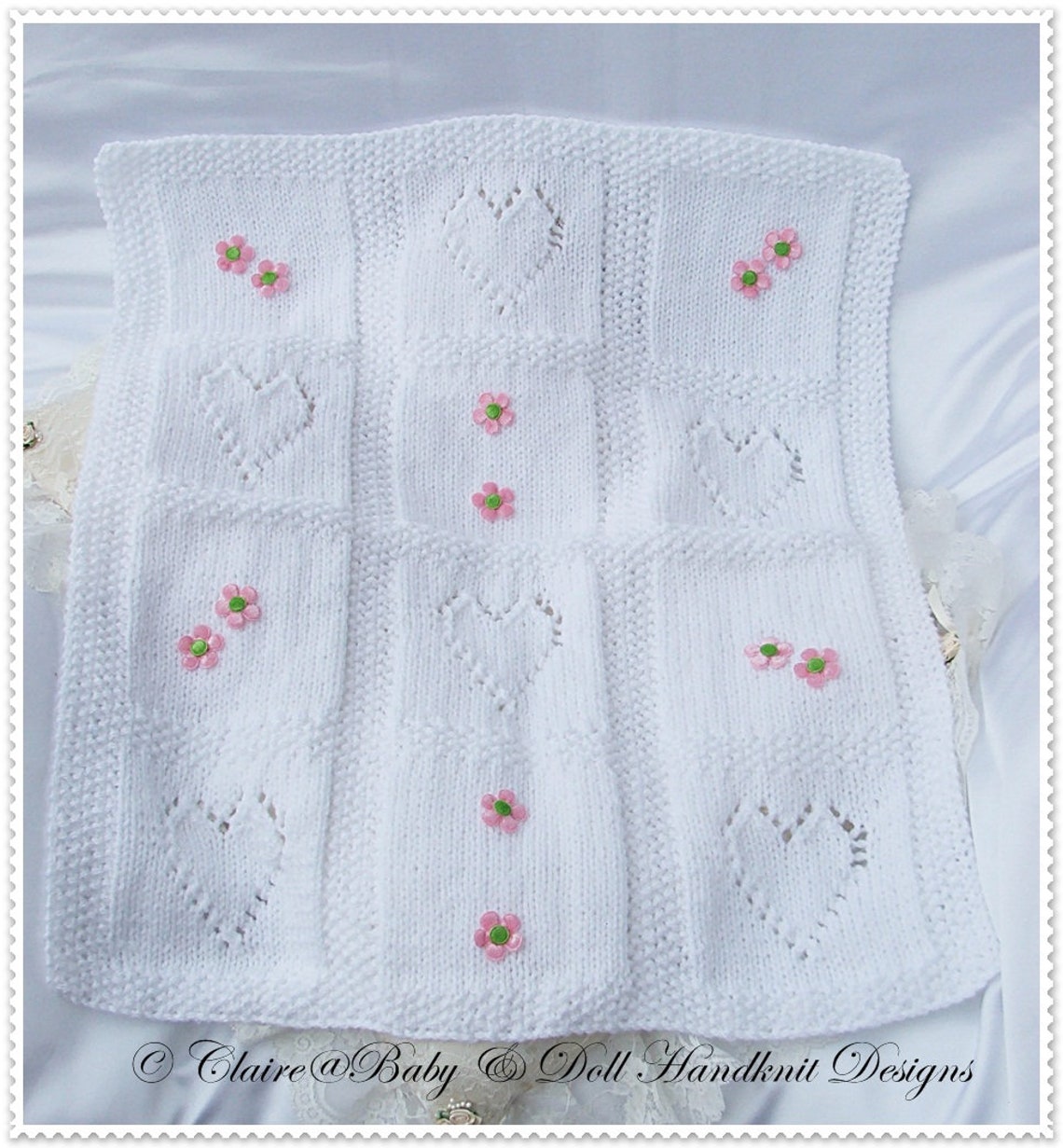 Knitting Pattern Heart Motif Pram Blankets in Two Sizes - Etsy
