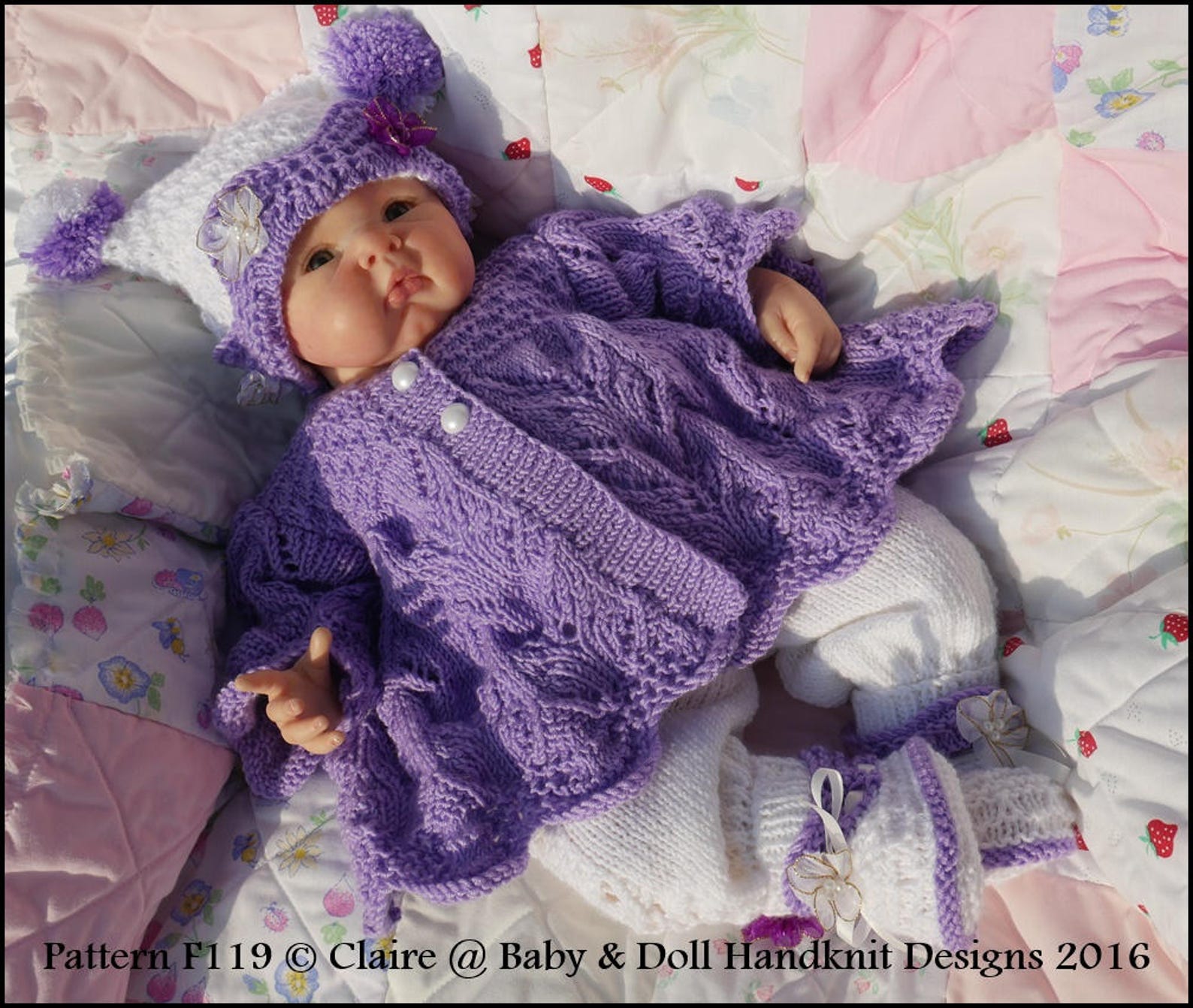 Knitting Pattern Lacy Spring Pram Suit 16-22” Doll/prem-3m+ Baby - Etsy