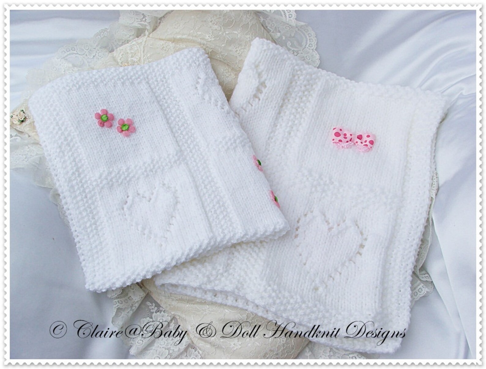 Knitting Pattern Heart Motif Pram Blankets in Two Sizes - Etsy