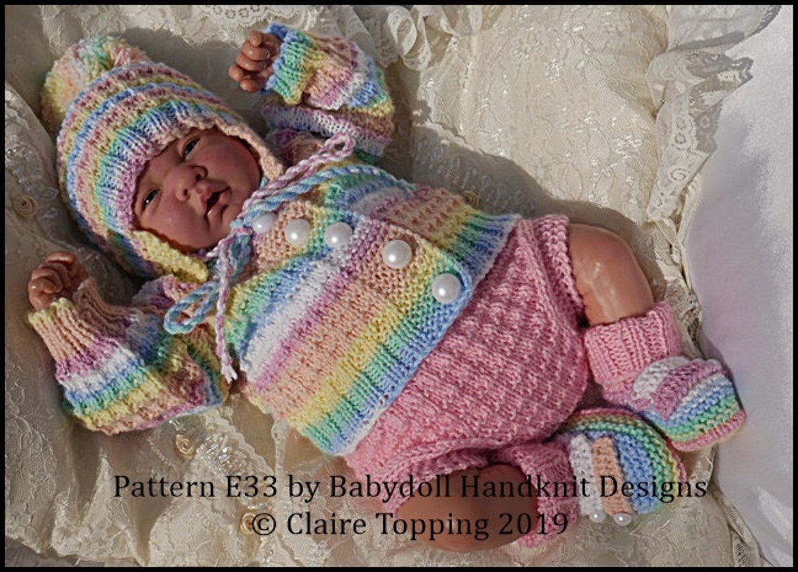 Knitting Pattern Jacket & Nappy Cover Set 16-22 Inch Dolls/newborn/0-3m ...