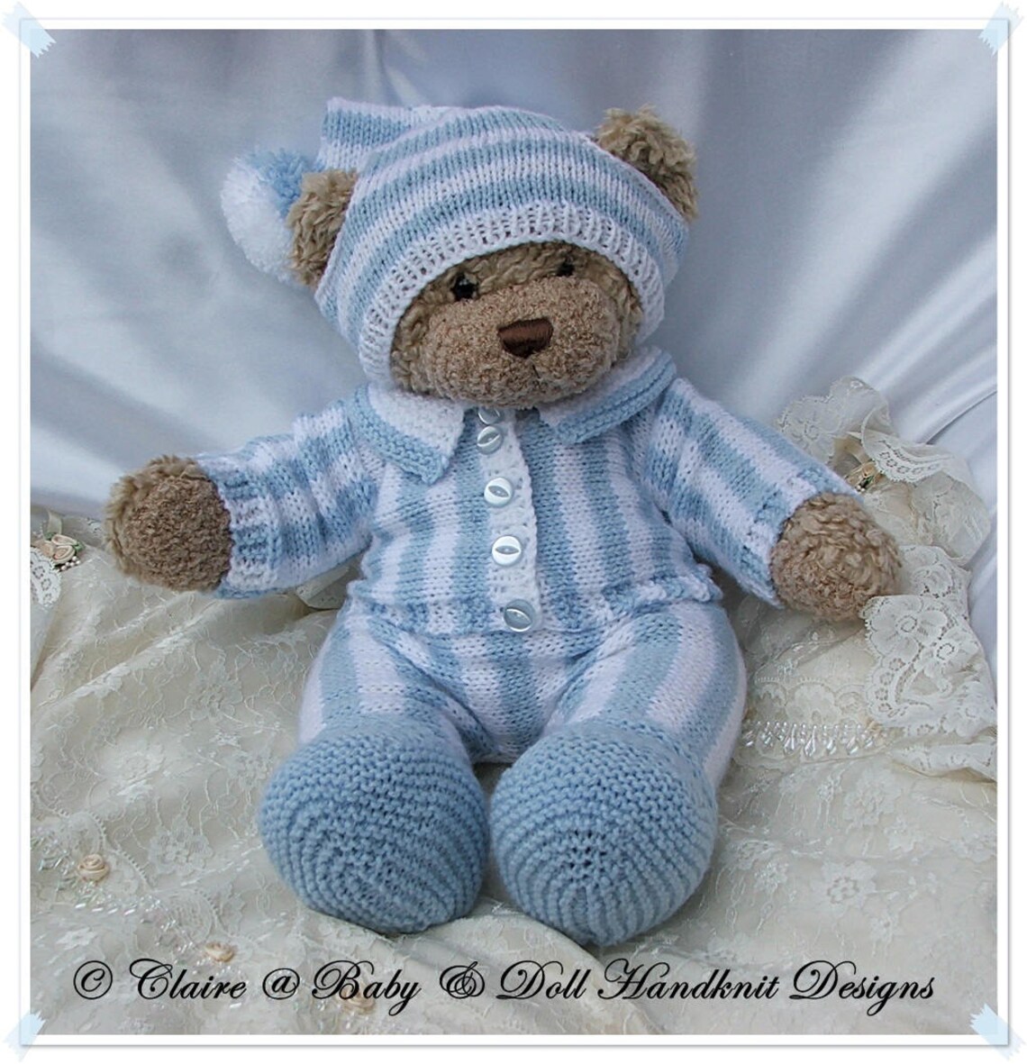 Knitting Pattern Bedtime Set 16-17 Teddy or any 16Soft | Etsy