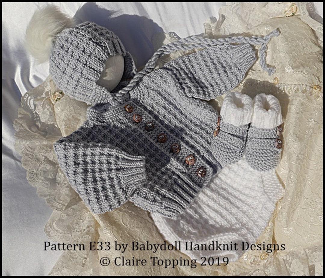 Knitting Pattern Jacket & Nappy Cover Set 16-22 Inch Dolls/newborn/0-3m ...