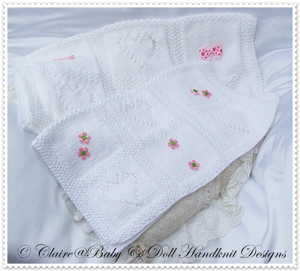 Knitting Pattern Heart Motif Pram Blankets in Two Sizes - Etsy