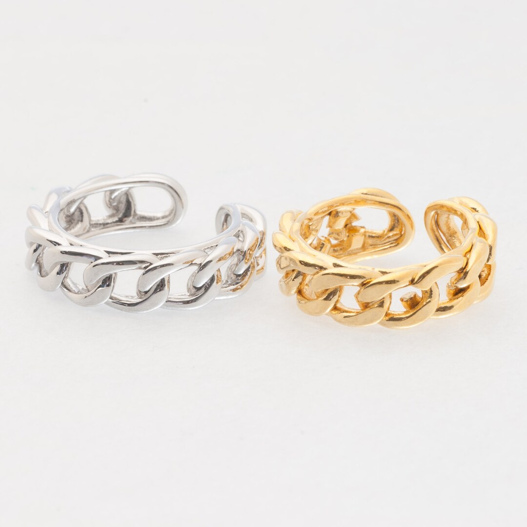 Gold Chain Ring Gold Stacking Ring Long Link Chain Ring - Etsy