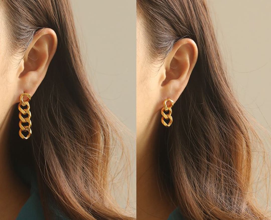 Gold Chain Link Earrings Bold Gold Chain Earrings Gold - Etsy