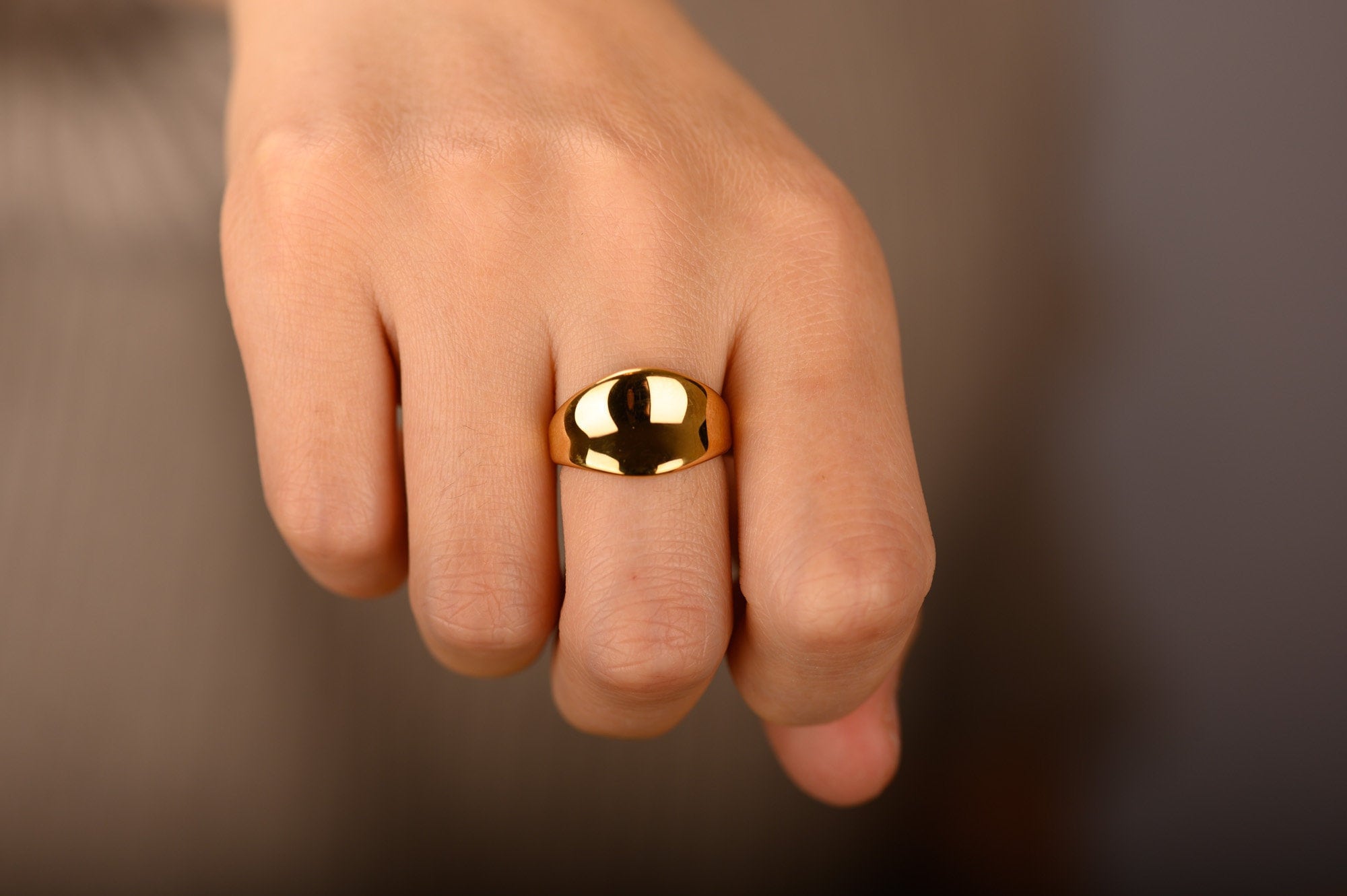 Minimalism wide gold ring Statement gold ring bold gold | Etsy