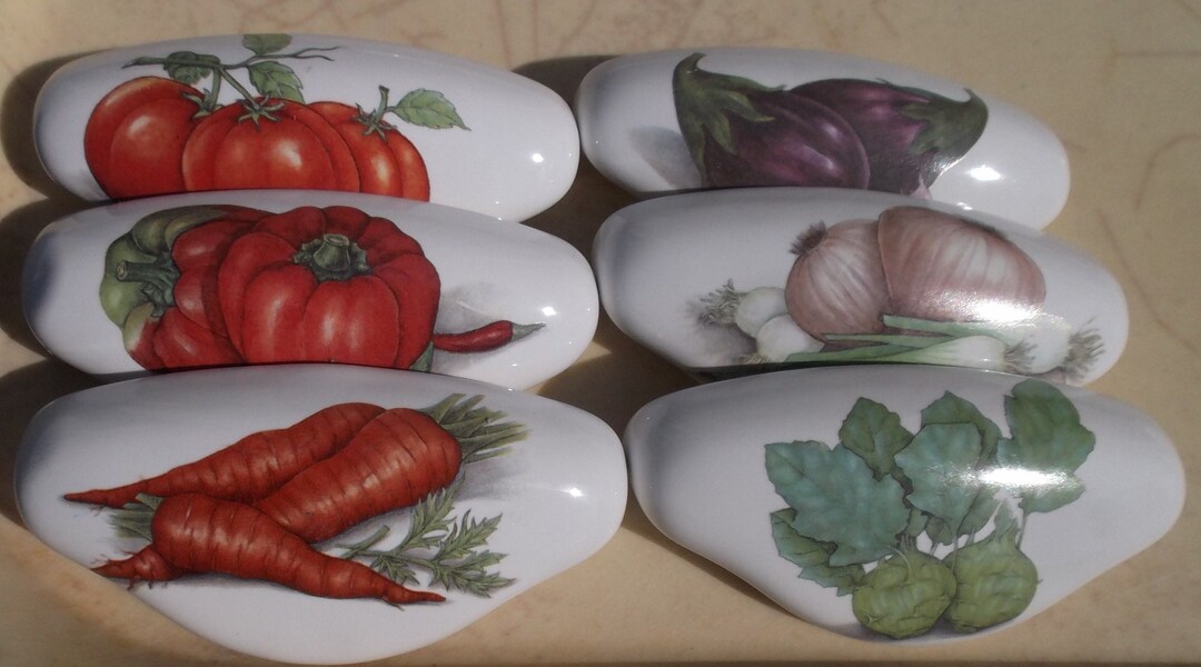 Ceramic Cabinet Kitchen Drawer Pulls Vegetable Set of Six Hardware - Etsy