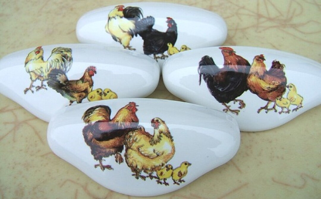 Rooster Chicken Family Scenes Farmyard CABINET Drawer Kitchen Hardware ...