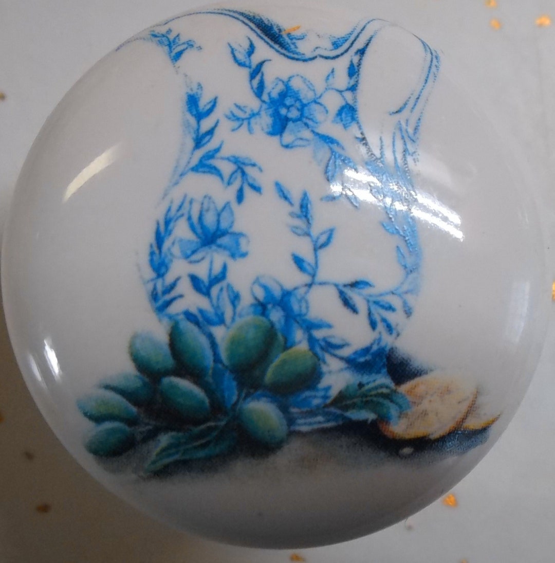 Blue Willow Pitcher Ceramic Cabinet Knobs Kitchen Drawer Pulls - Etsy