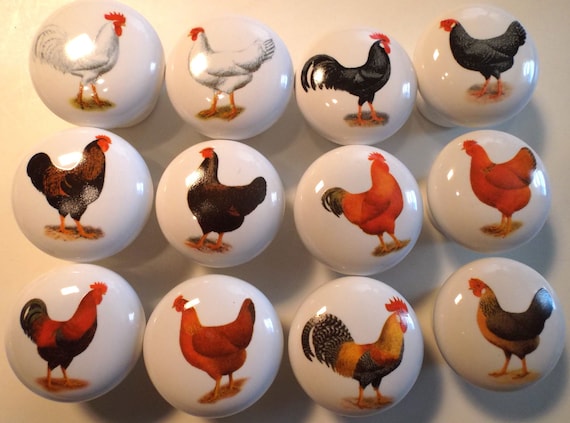 12 Chickens Roosters Cabinet Knob Kitchen Hardware 12 | Etsy