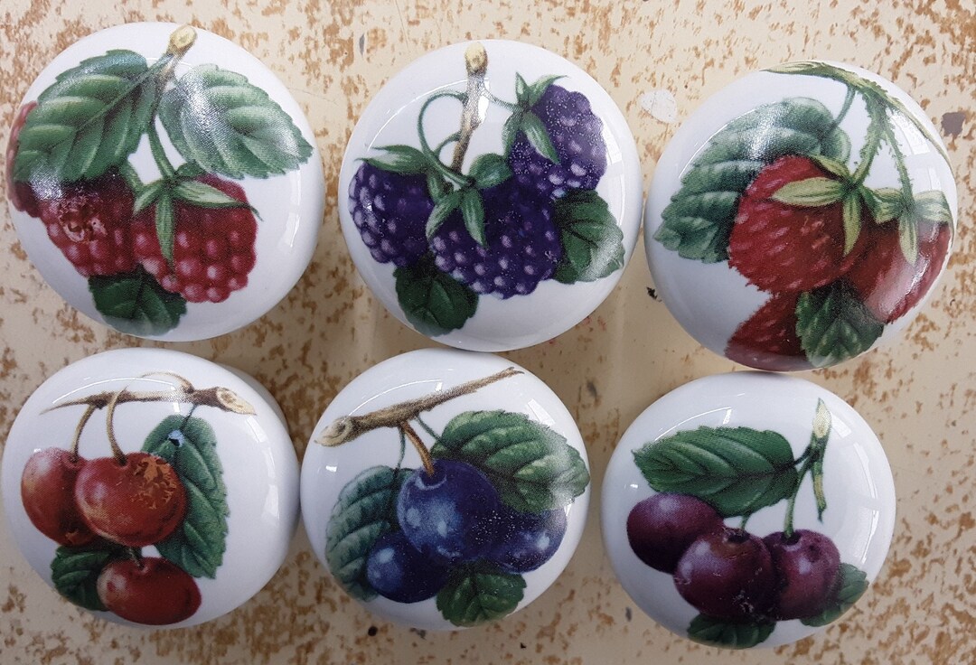 Six Fruit #9 (6) Ceramic Cabinet Knobs Kitchen Hardware Pulls - Etsy