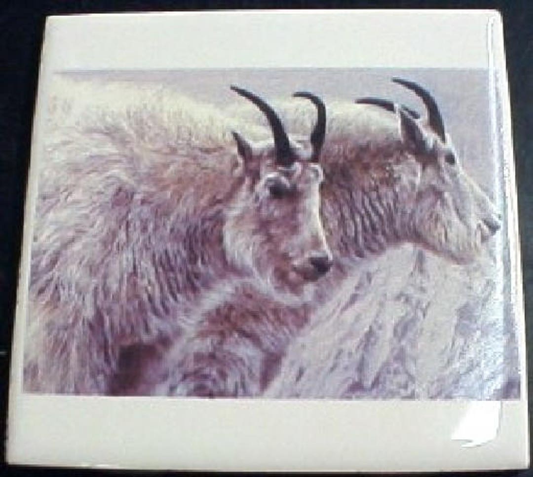 Mountain Goat Ceramic Tile Wildlife Accent Backsplash Serving Tray ...