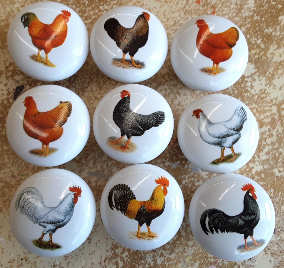 9 Chickens Roosters Cabinet Knob Kitchen Hardware (9) - Etsy