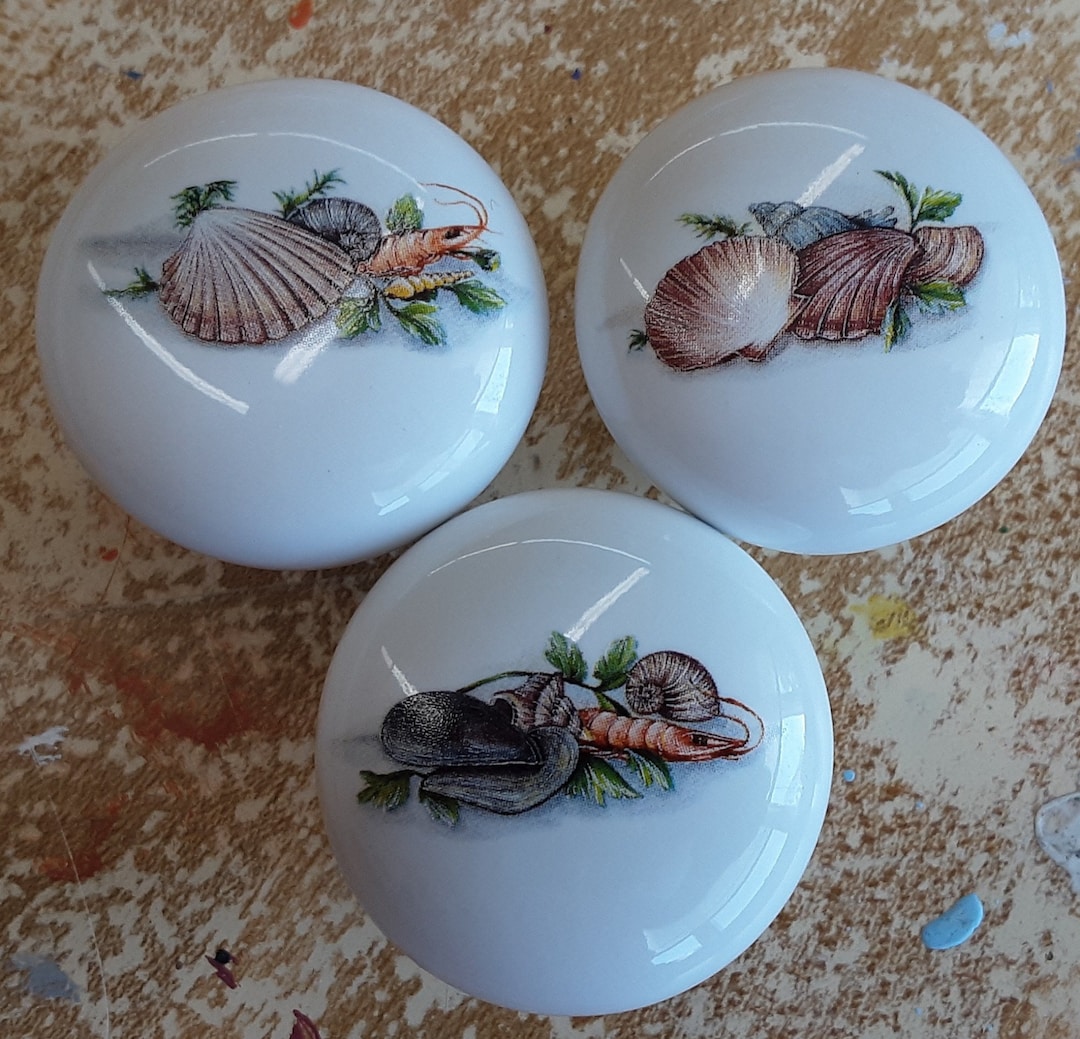 Cabinet Knobs Knob W/ 3 Sea Shells Seashell #2 Sm. Image - Etsy