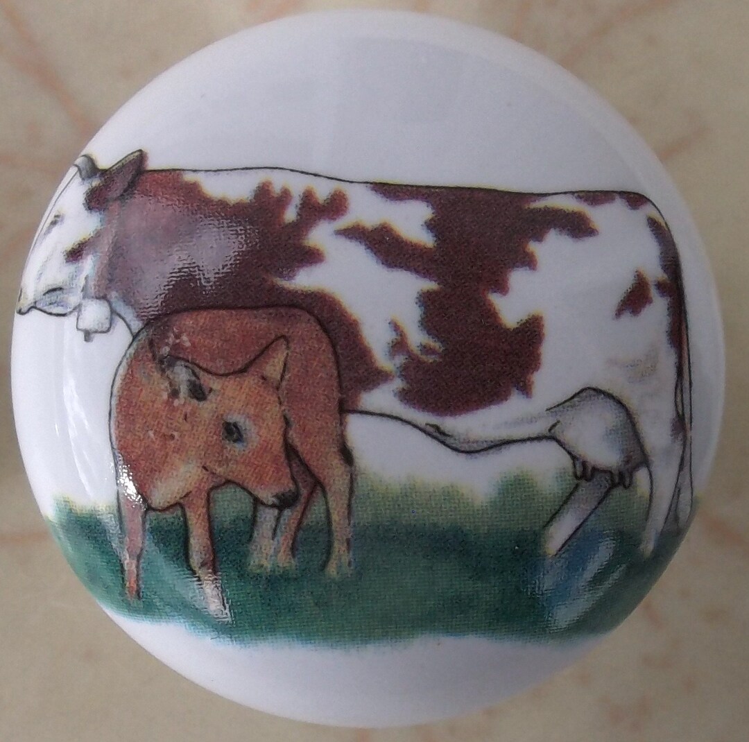 Brown Cow Farm Animal CABINET Knobs Drawer Pull - Etsy