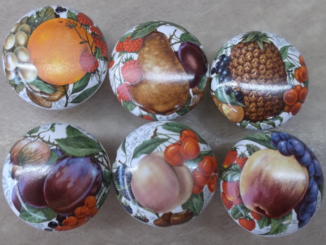Fruit Knobs (6) NO Background #3 @pretty@ CABINET Knobs Drawer Pull - Etsy