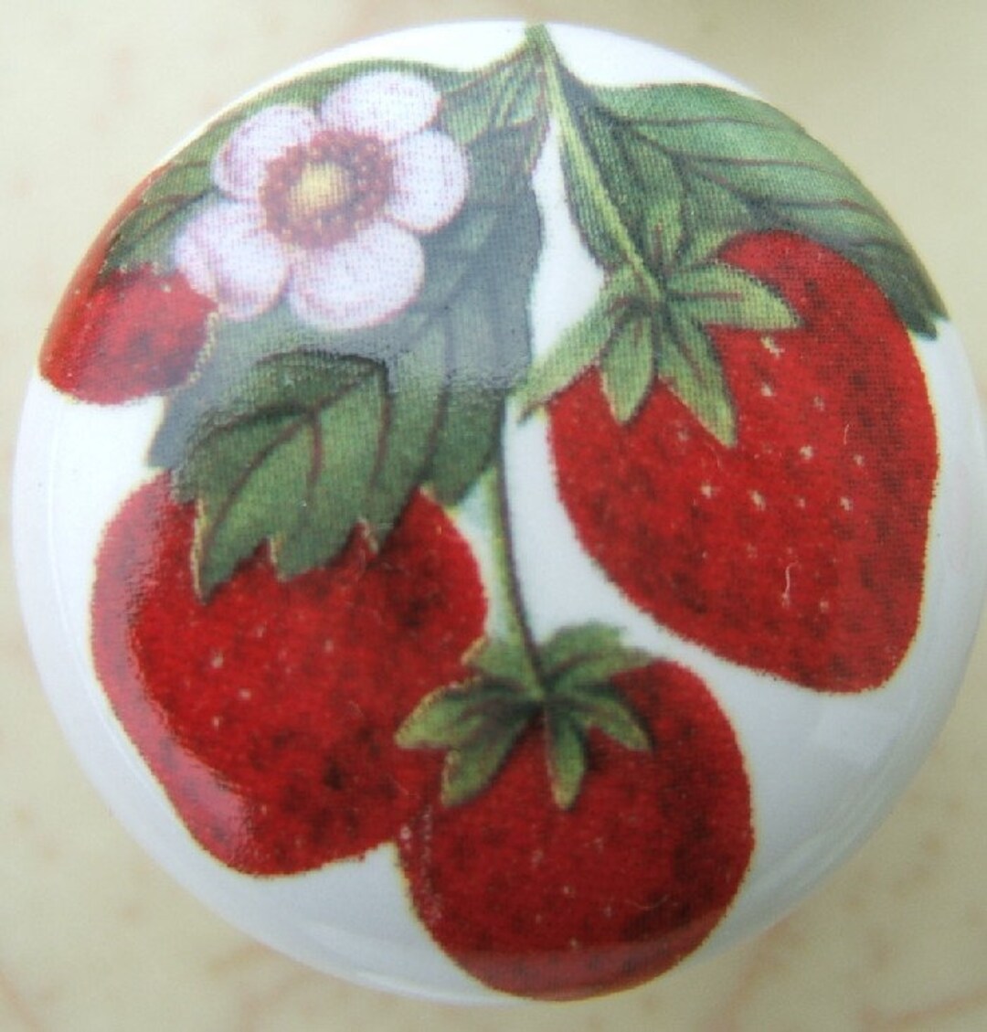 Large Strawberry Strawberries Ceramic Cabinet Knobs Kitchen Drawer ...