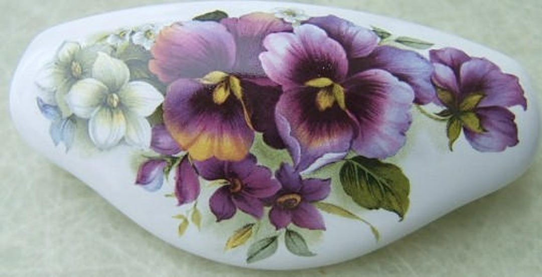 Pansy Pansies #1 Ceramic Cabinet Kitchen Drawer Pulls @pretty@ 6830 ...