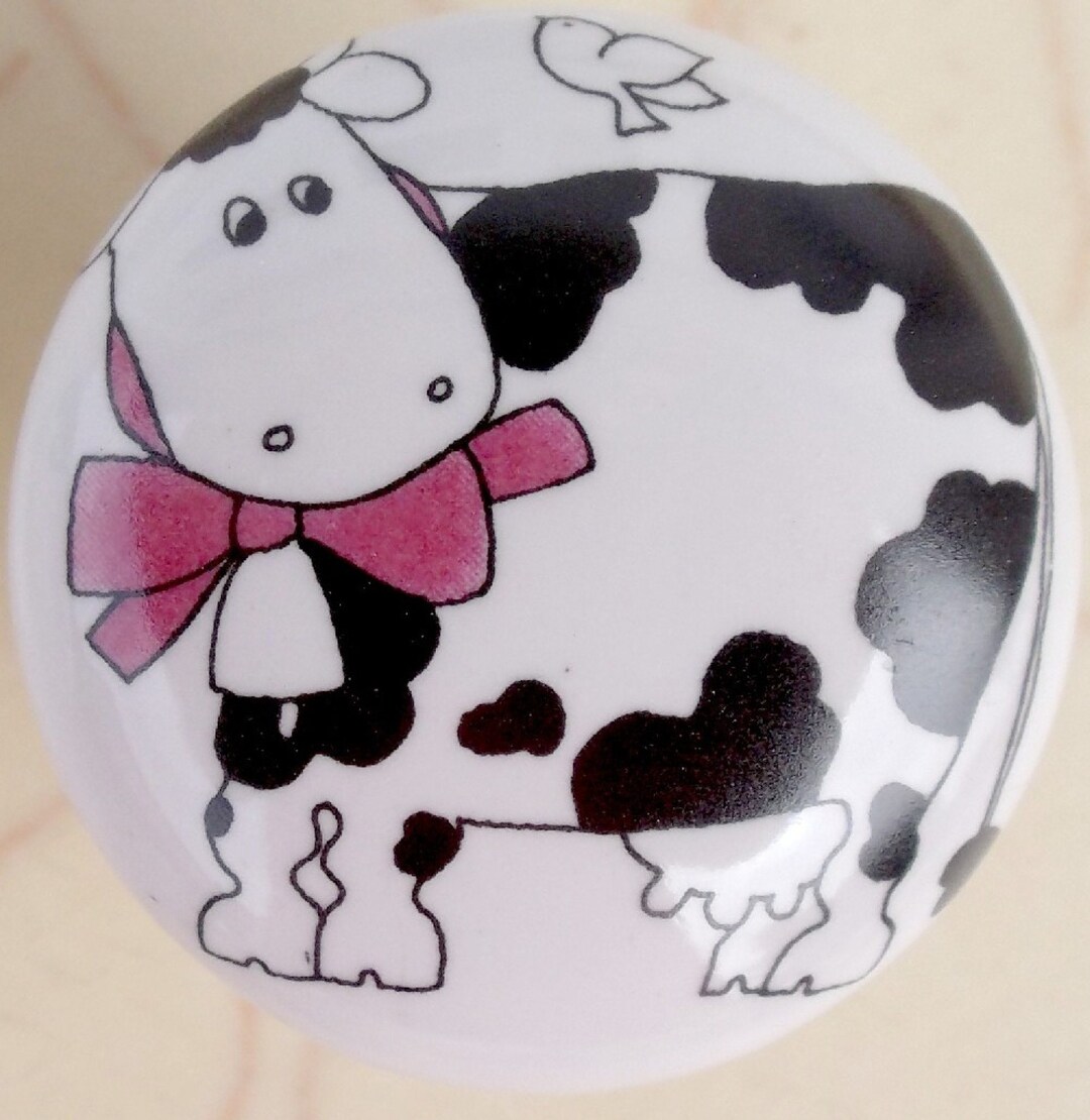 Cow Holstein #1 Farm Animal Ceramic Cabinet Knob Kitchen Drawer Pulls ...