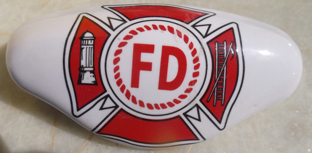 Fire Dept Emblem Ceramic Cabinet Kitchen Drawer Pulls Hardware - Etsy