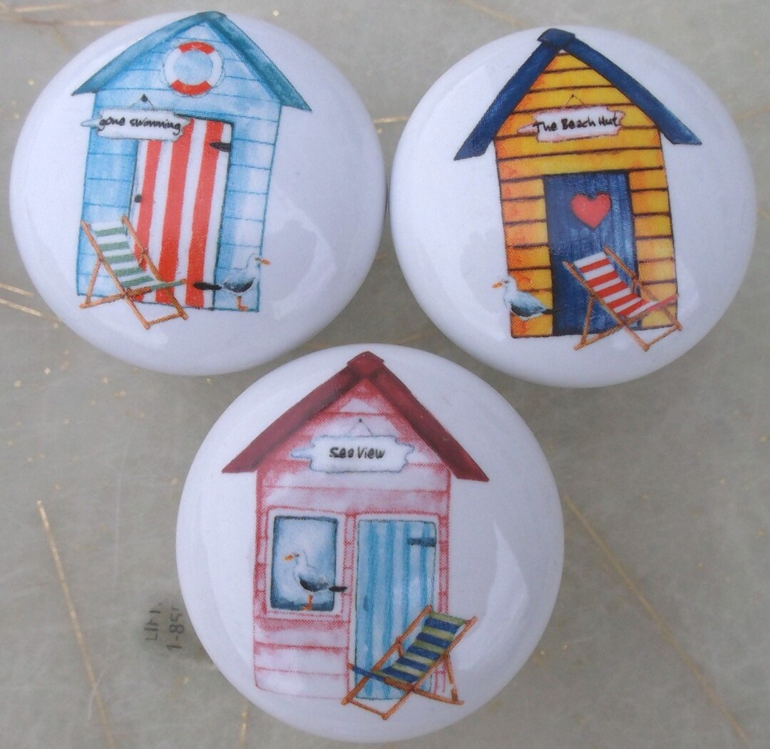 Beach Cabanas (3) Ceramic Cabinet Knobs Kitchen Hardware Pulls - Etsy