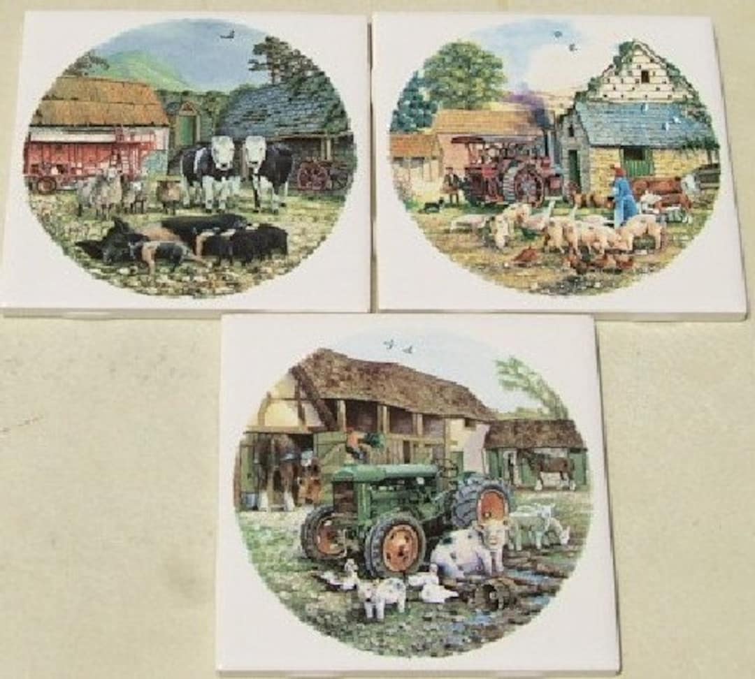 Farm Scenes Farm Animal Ceramic Tile Mural Backsplash Serving Tray - Etsy
