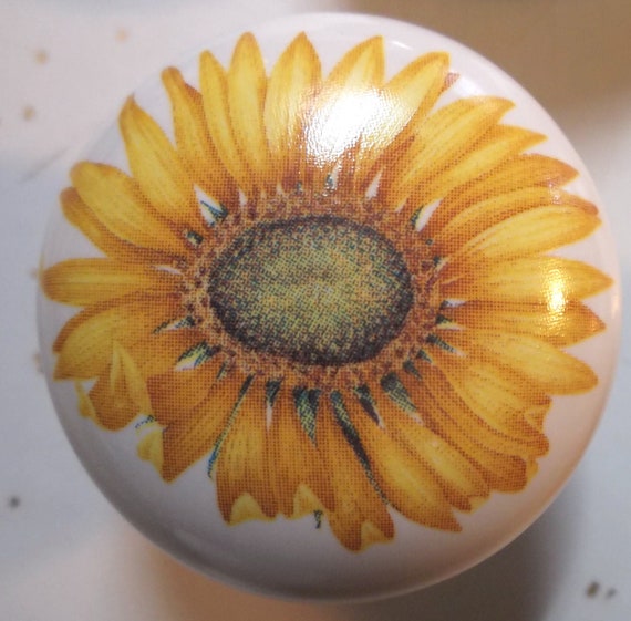 Sunflower Ceramic Cabinet Knobs Kitchen Drawer Pulls - Etsy