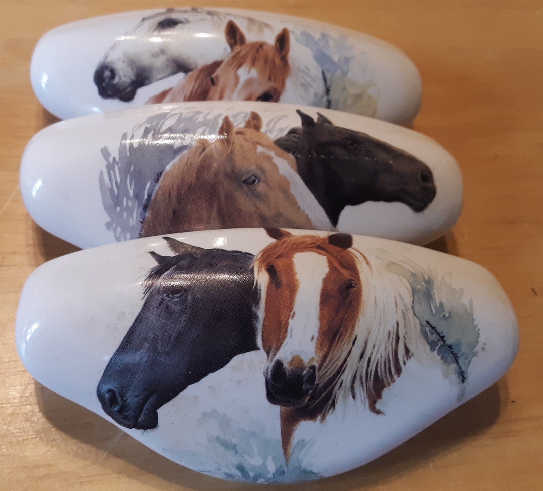 3 Monica Heller Cole Horse Pulls CABINET Drawer Pull - Etsy