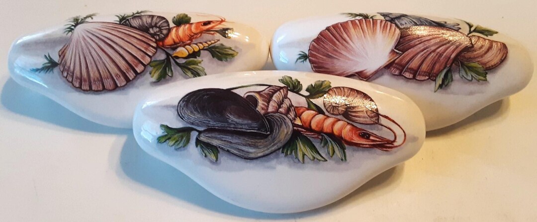 3 Sea Shell Seashell CABINET Drawer Kitchen Hardware Door Pulls Pretty ...