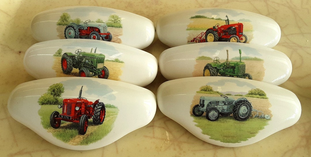 6 Farm Tractor Drawer Pull Ceramic Cabinet Kitchen Drawer Pulls @pretty ...