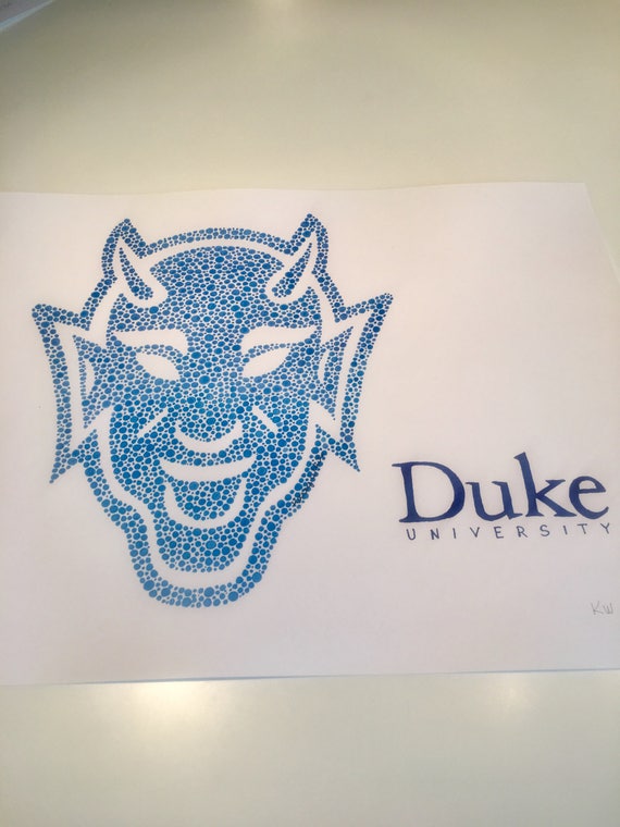 Duke Blue Devils Mascot Original Signed Dot Art 11 x 17 Ready | Etsy